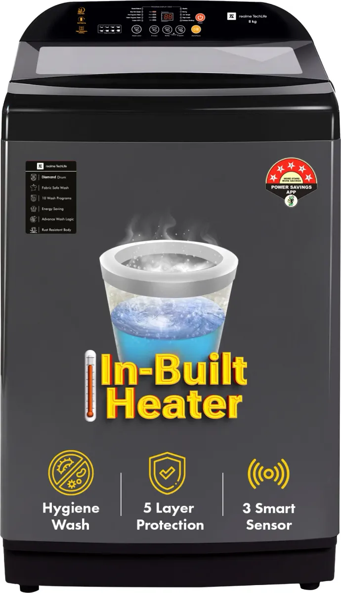 Realme TechLife RMTL805NHNHG 8 Kg Fully Automatic Top Load Washing ...