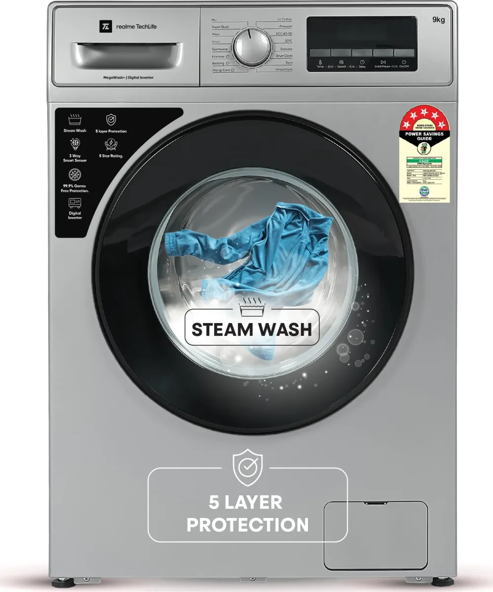 Realme TechLife RMFL905NHIJG 9 Kg Fully Automatic Front Load Washing ...
