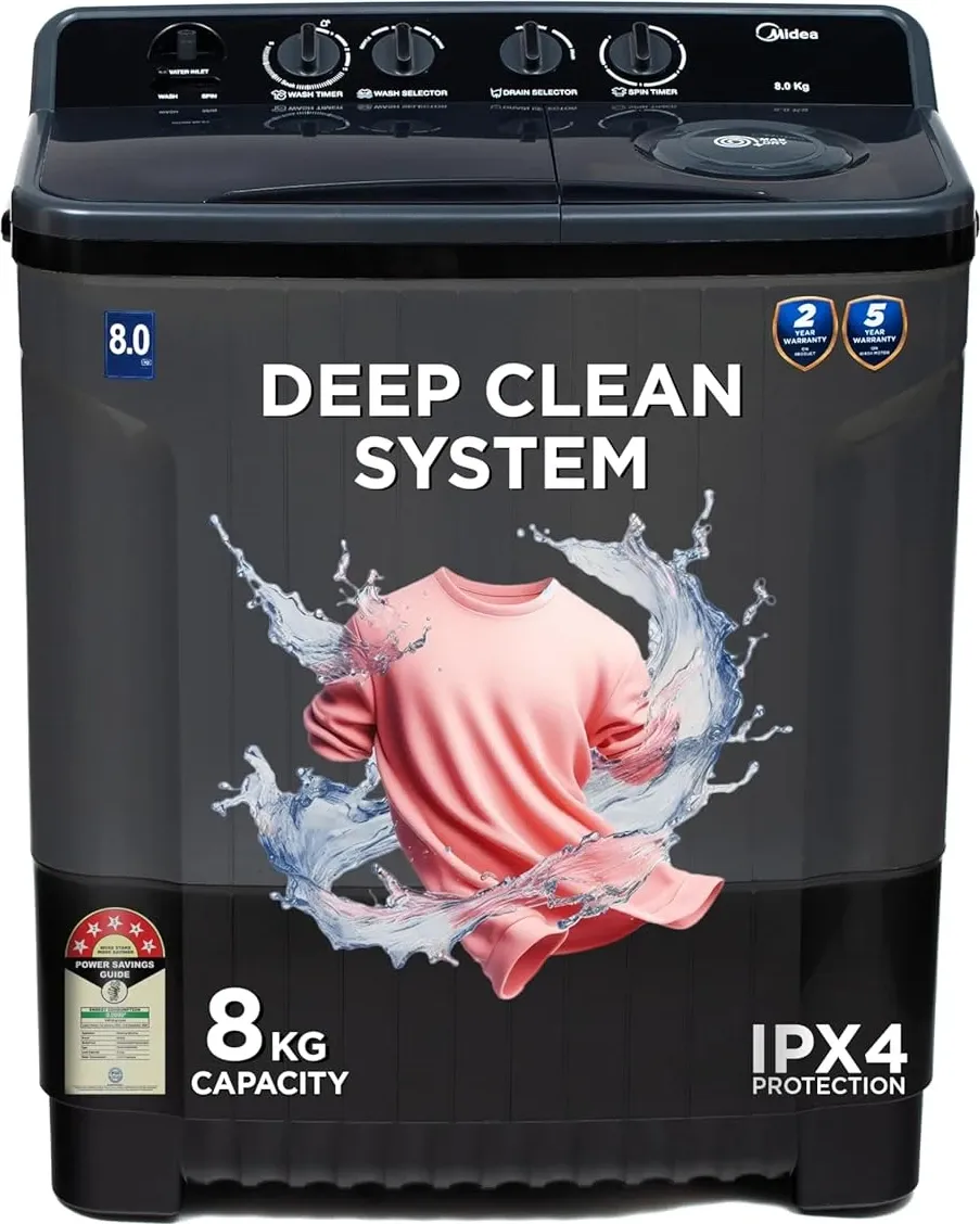 Midea MWMSA080PPG 8 Kg Semi Automatic Washing Machine Price in India ...