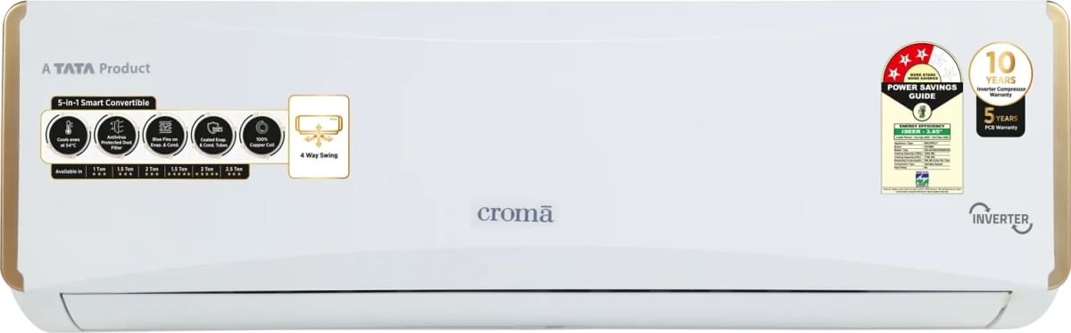 Croma CRLA012IND255956 1 Ton 3 Star 2023 Inverter Split AC Price in ...