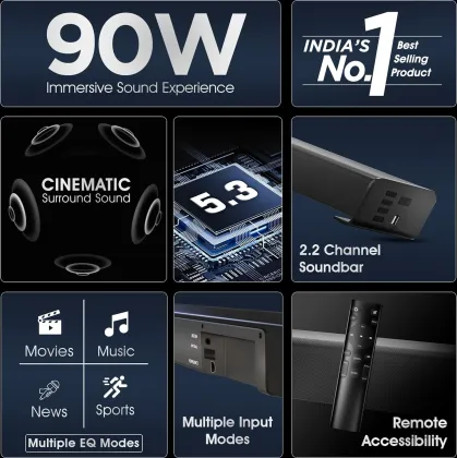 Walta Elite Brio 1150 90W Bluetooth Soundbar Price in India 2025, Full ...