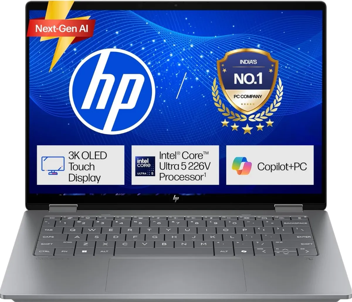 HP OmniBook X Flip 14-fm0099TU Next Gen AI Laptop (Intel Core Ultra 5 226V/ 16GB RAM/ 1TB SSD ...
