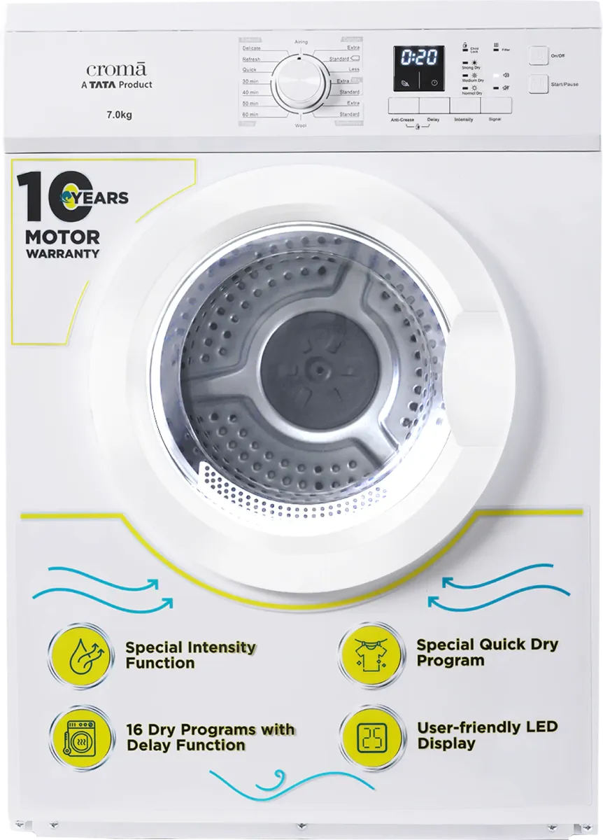 Croma CRLWDR0705W7996 7 kg Fully Automatic Front Load Washing Machine ...