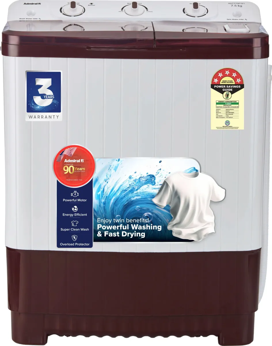 Admiral ADTT75PTFI 7.5 kg Semi Automatic Washing Machine Price in India ...