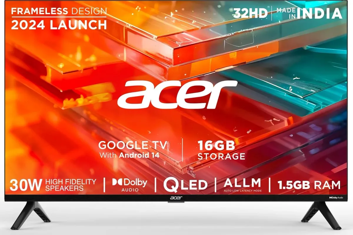 Acer V Pro Series 32 inch HD Ready Smart QLED TV (AR32QDXGU2841AT ...