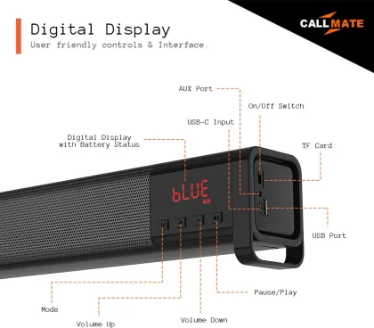 Callmate EchoBass 20W Bluetooth Soundbar Price in India 2025, Full Specs & Review | Smartprix