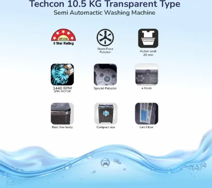 Techcon T1051 FG 10.5 Kg Semi Automatic Washing Machine Price in India 2025, Full Specs & Review ...