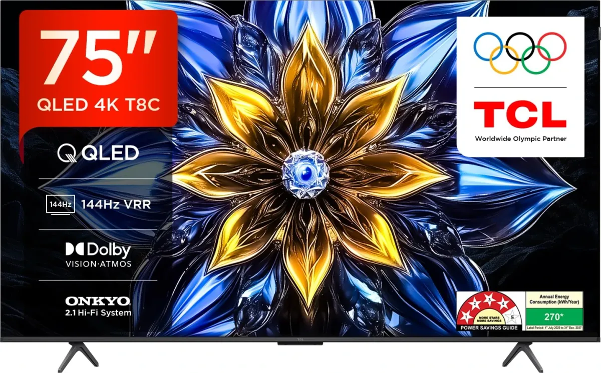 TCL T8C 75 inch Ultra HD 4K Smart QLED TV (75T8C) Price in India 2025 ...