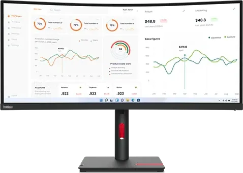 Lenovo ThinkVision T34w-30 34 inch WQHD Ultrawide Curved Monitor Price ...