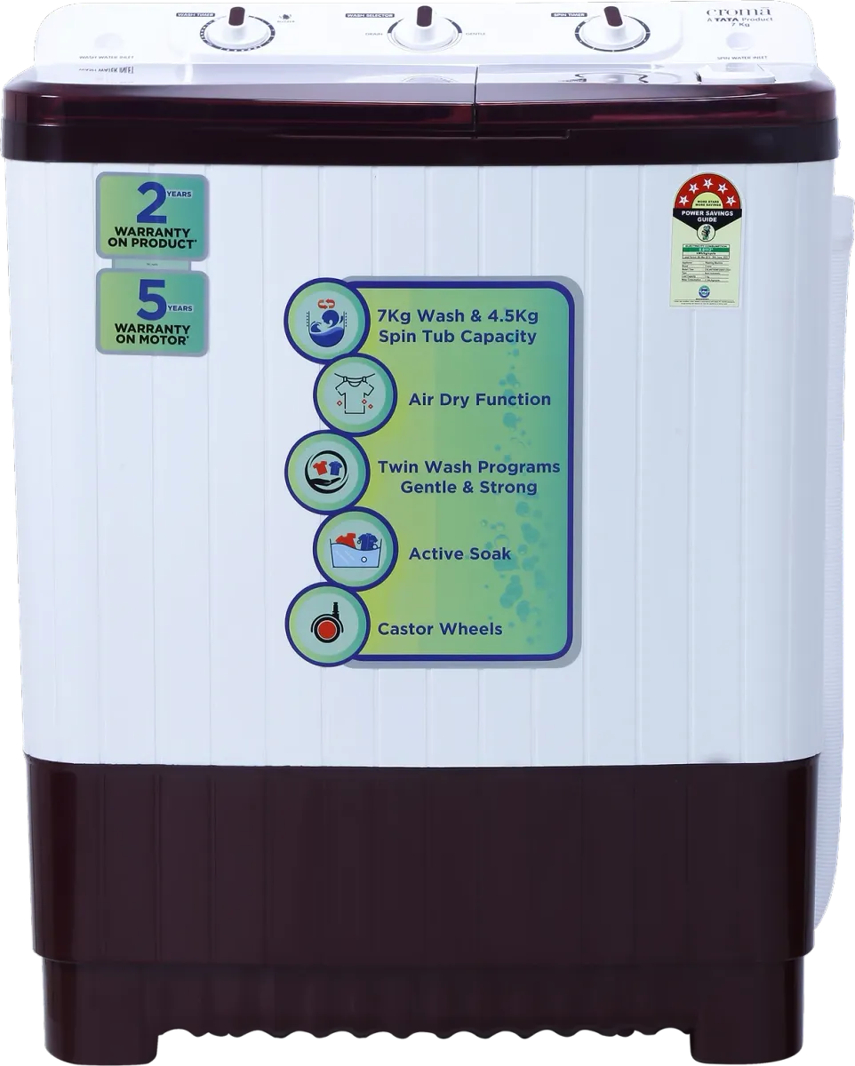 Croma CRLW070SMF248601 7 Kg Semi Automatic Washing Machine Price in ...