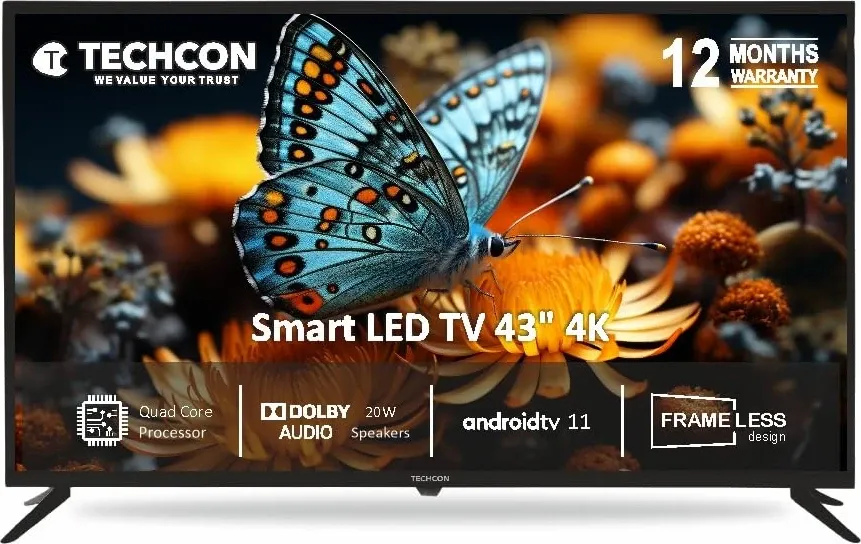 Techcon T432G12 43 inch Ultra HD Smart LED TV Price in India 2025, Full Specs & Review | Smartprix