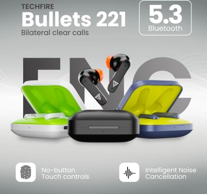 Techfire Bullets 221 True Wireless Earbuds Price in India 2024, Full ...