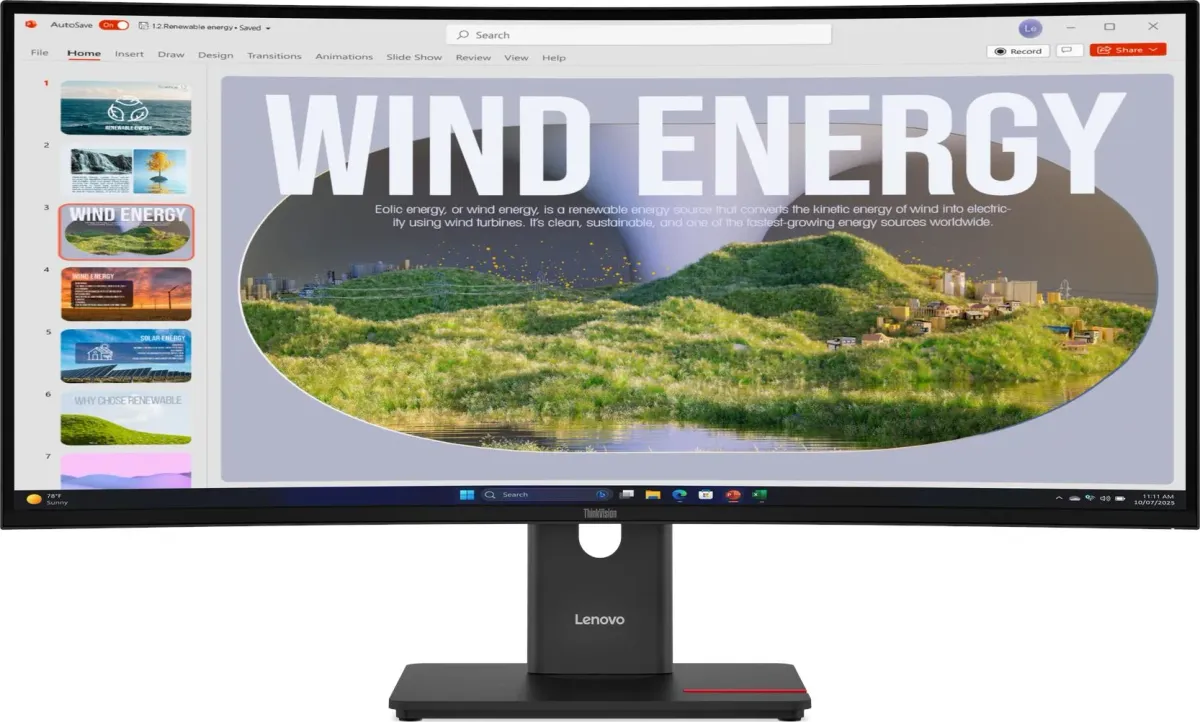 Lenovo ThinkVision T34WD-40 34 inch WQHD Ultrawide Curved Monitor ...