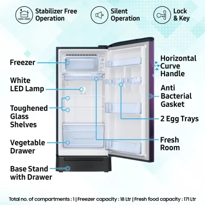 Samsung RR21H2H25WB 189 L 5 Star Single Door Refrigerator - Price in ...