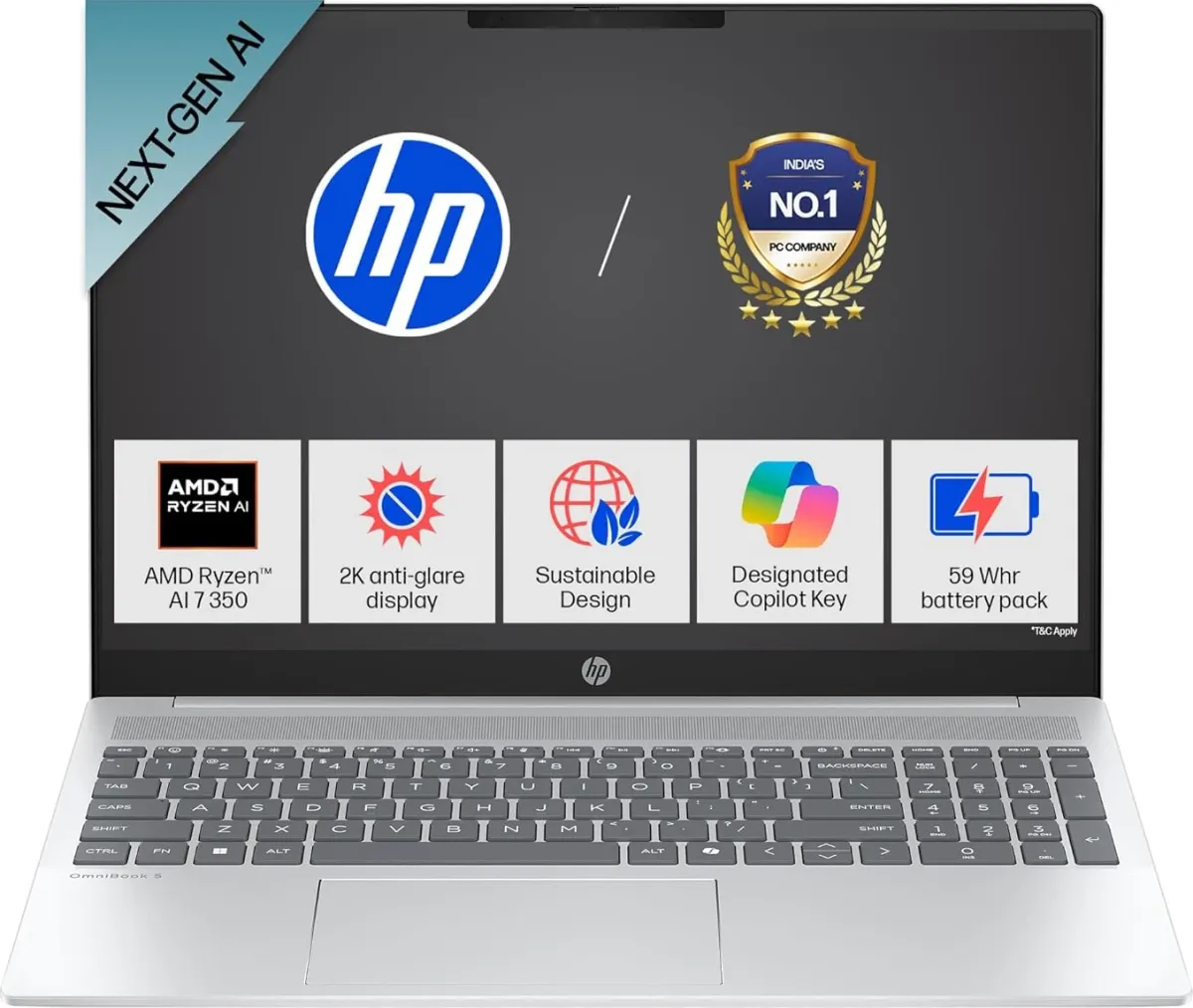 HP OmniBook 5 Next Gen AI 16-ag1048AU Laptop (AMD Ryzen AI 7 350/ 16GB ...