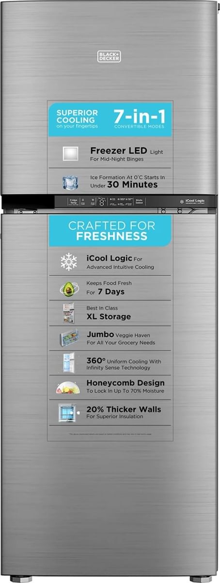 Black and Decker BXRF1F3GHI265IN 265 L 3 Star Double Door Refrigerator ...