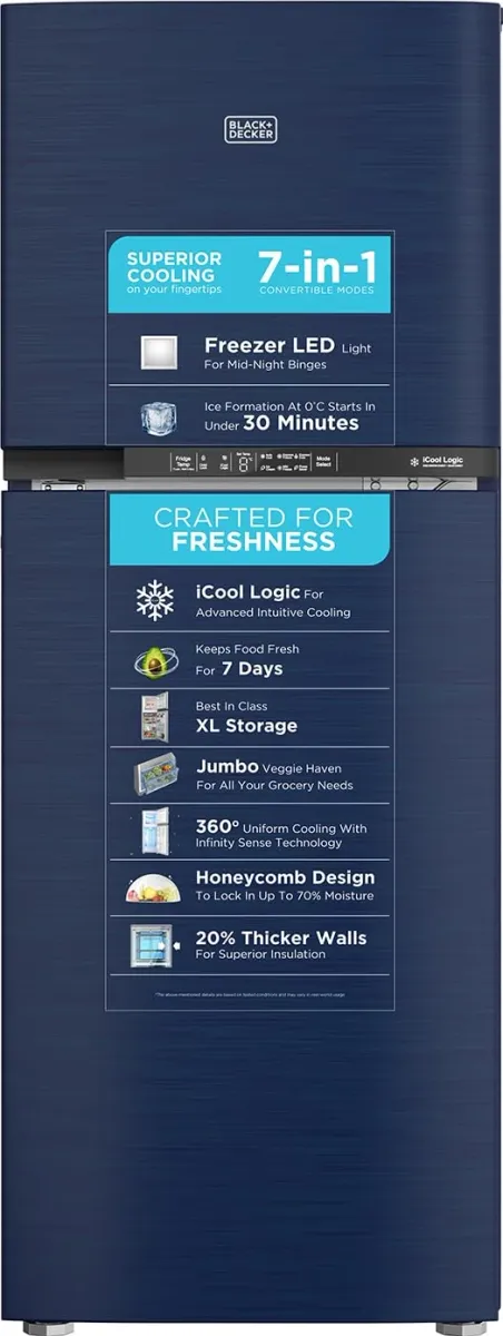 Black and Decker BXRF1F3BHI241IN 241 L 3 Star Double Door Refrigerator ...